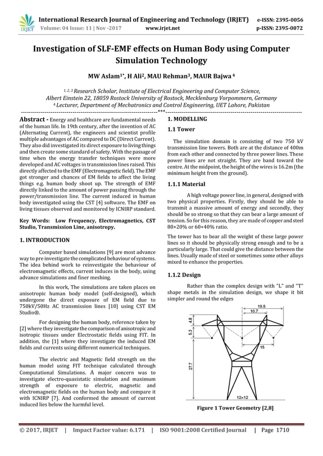 Investigation of SLF-EMF effects on Human Body using Computer Simulation Technology | PDF