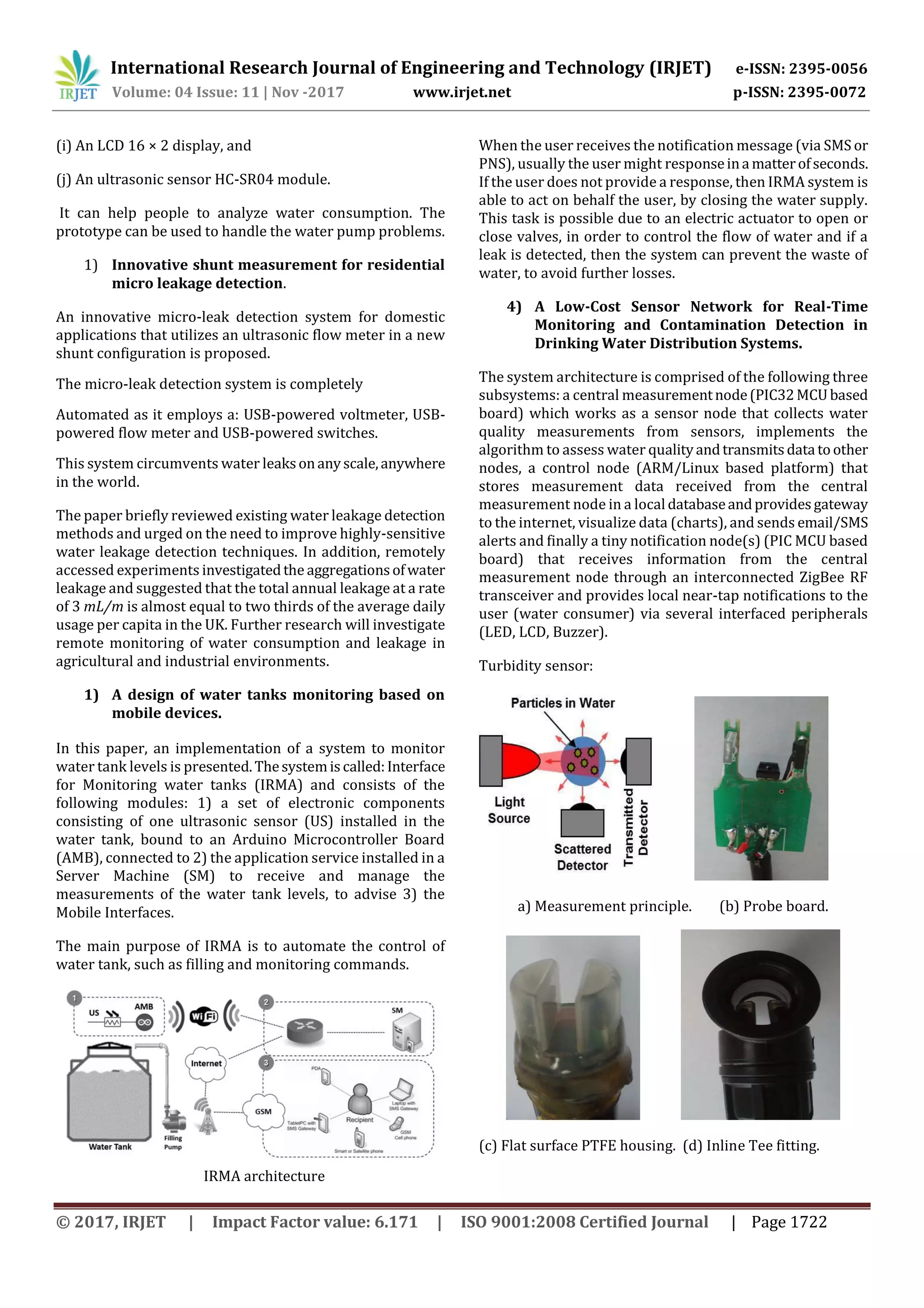 Water Level and Leakage Detection System with its Quality Analysis ...