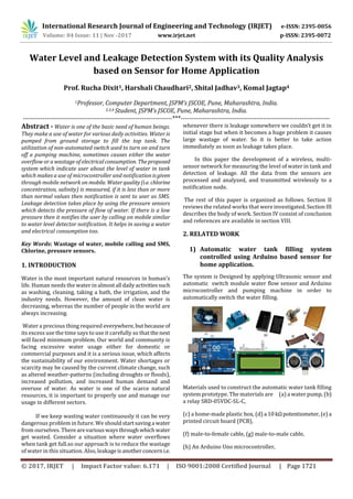 Water Level and Leakage Detection System with its Quality Analysis ...