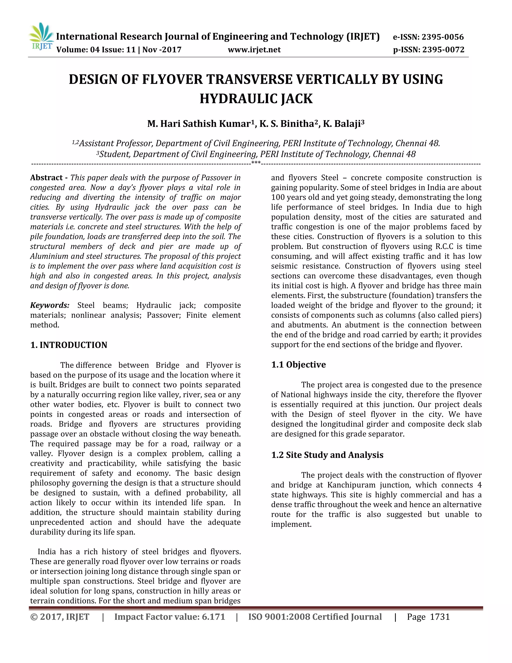 Design of Flyover Transverse Vertically by using Hydraulic Jack | PDF