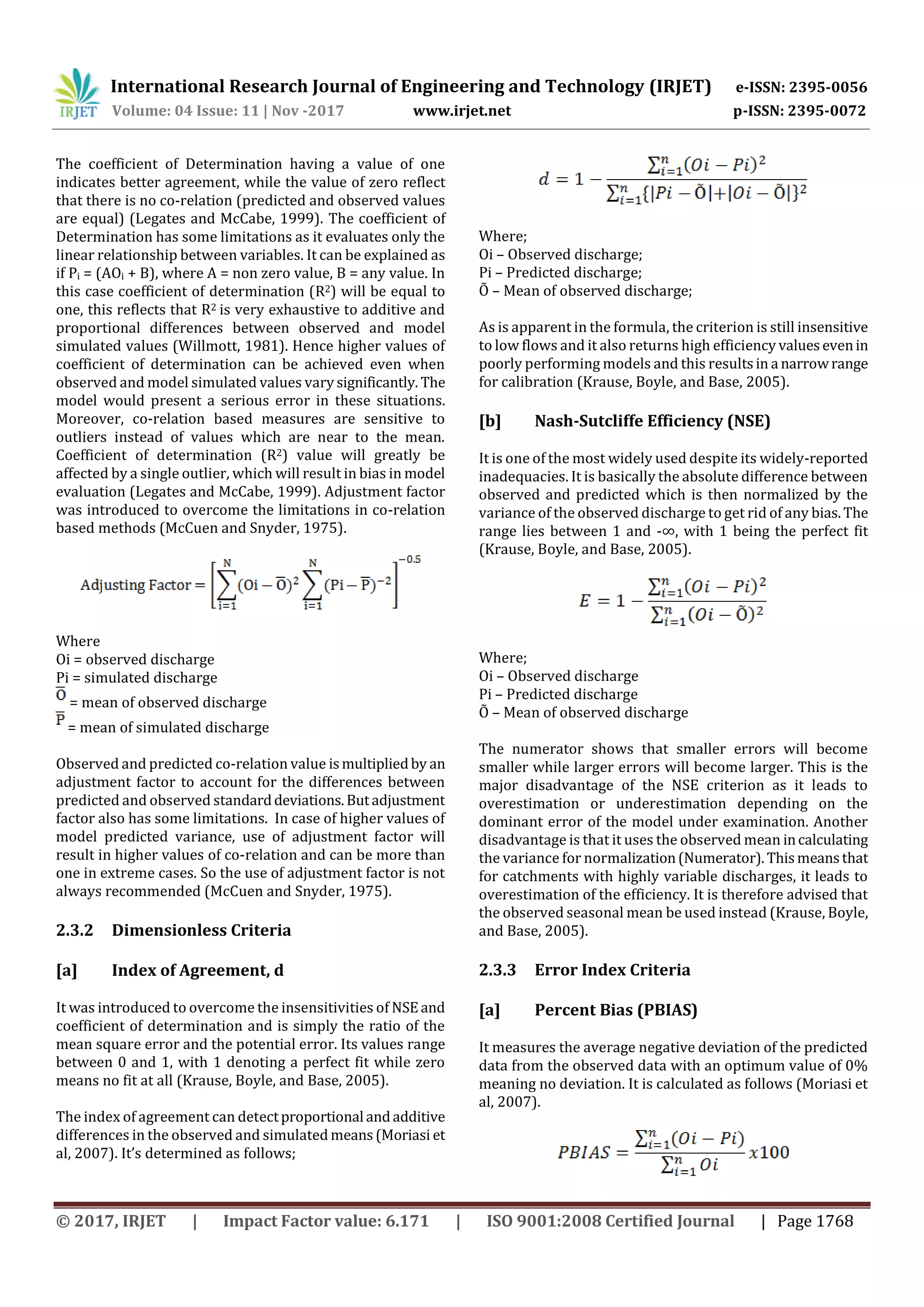 A Review of Criteria of Fit for Hydrological Models | PDF