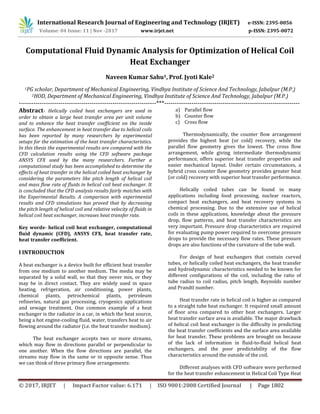 Computational Fluid Dynamic Analysis for Optimization of Helical Coil Heat Exchanger | PDF