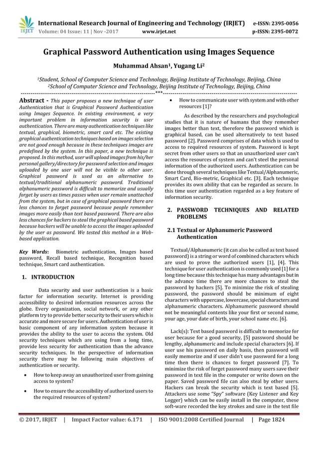 Graphical Password Authentication using Images Sequence | PDF