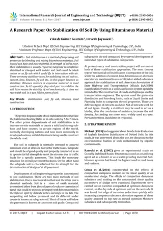 A Research Paper on Stabilization of Soil by using Bituminous Material ...