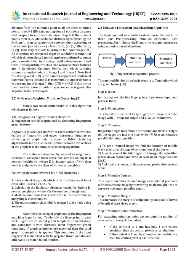A Comparative Study of Fingerprint Matching Algorithms | PDF