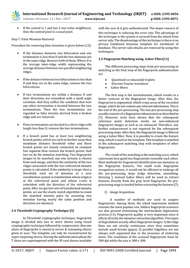 A Comparative Study of Fingerprint Matching Algorithms | PDF