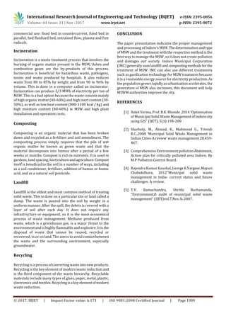 Solid Waste Management of Indore City: A Review | PDF