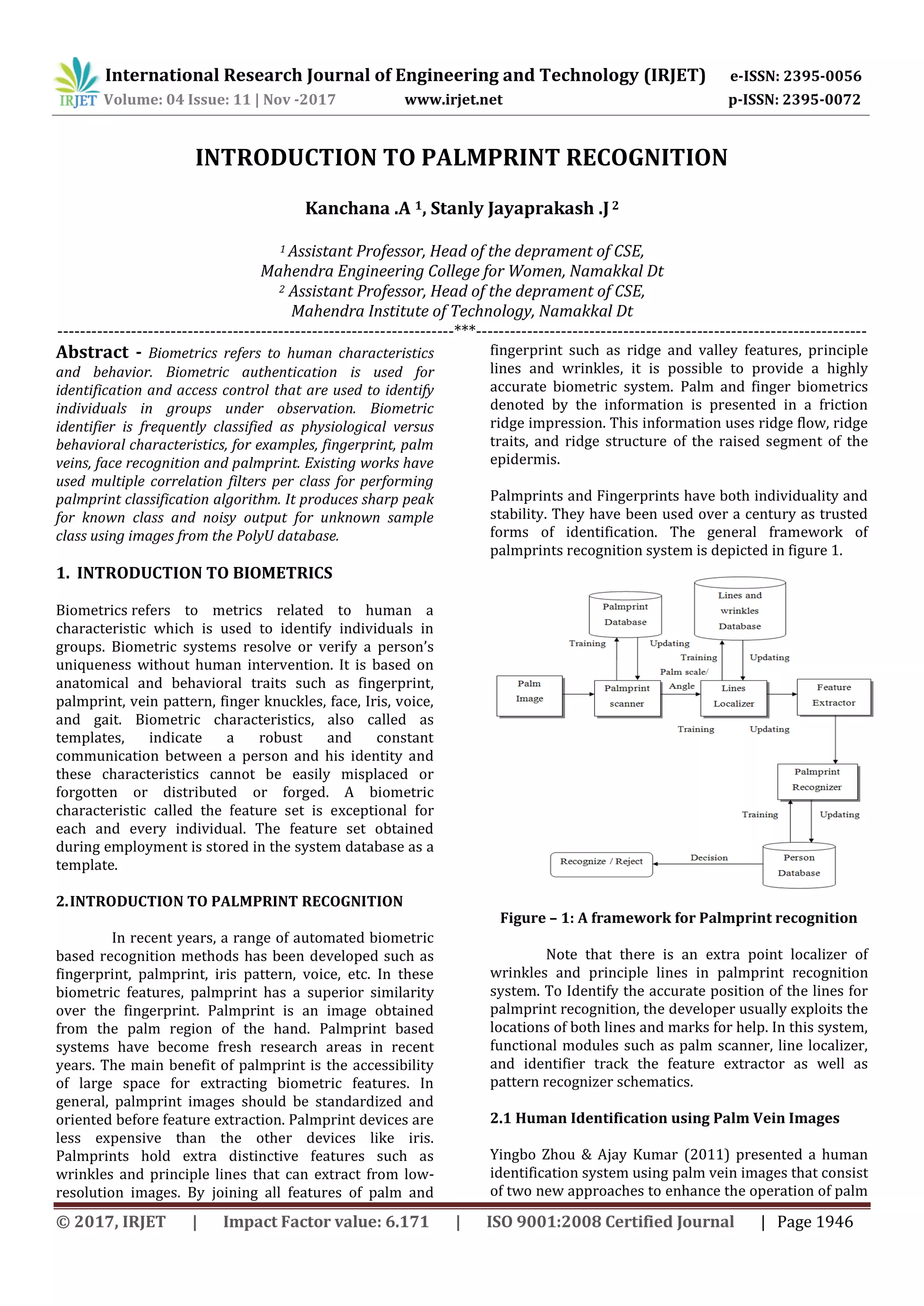Introduction To Palmprint Recognition | PDF