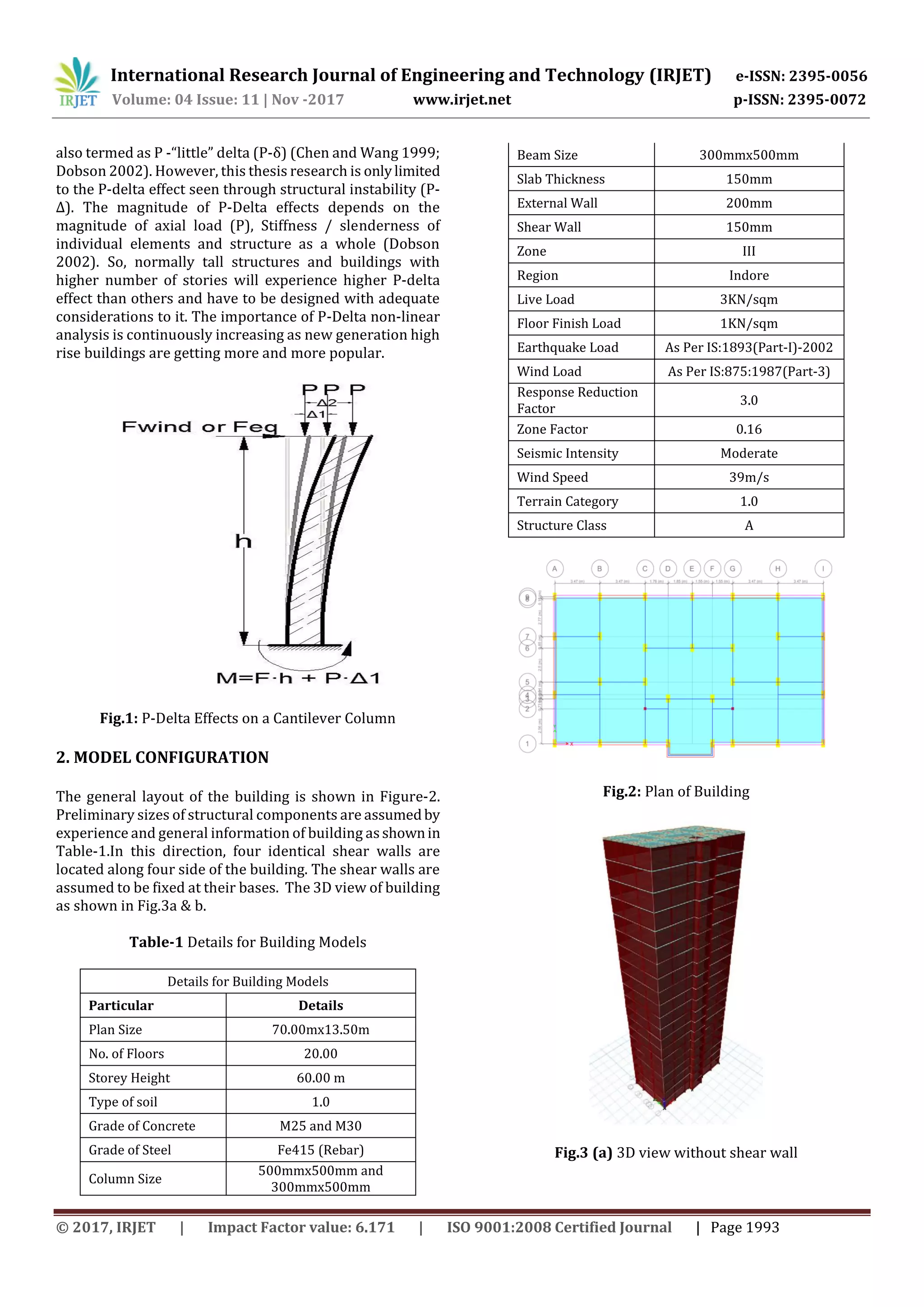 P-Delta Effects on Tall RC Buildings with and Without Shear Wall | PDF