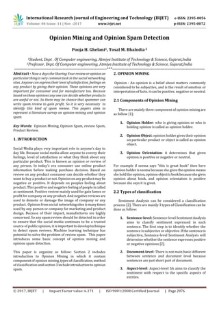 Opinion Mining and Opinion Spam Detection | PDF