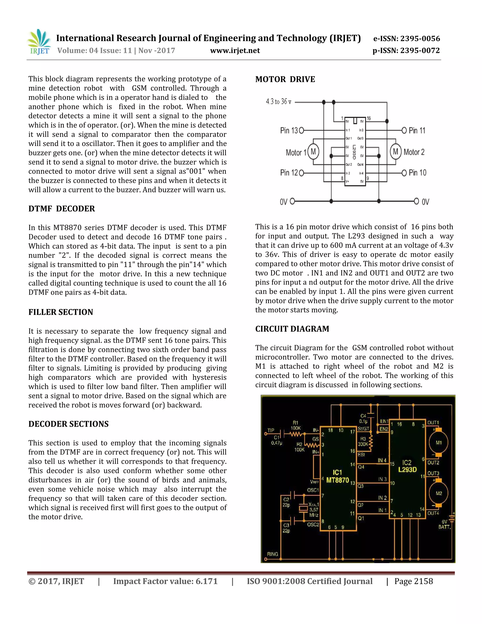 Design of Mine Dection Robot using GSM Network without Microcontroller | PDF