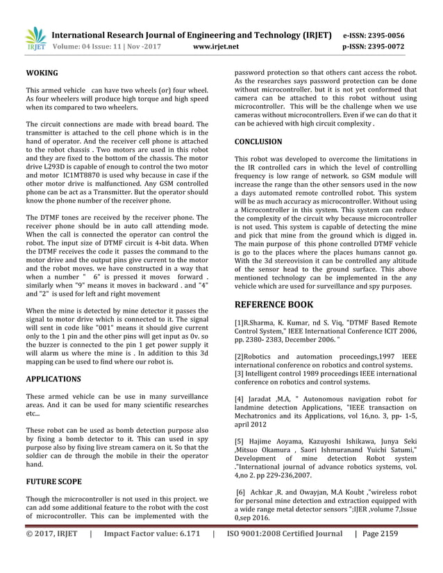 Design of Mine Dection Robot using GSM Network without Microcontroller | PDF