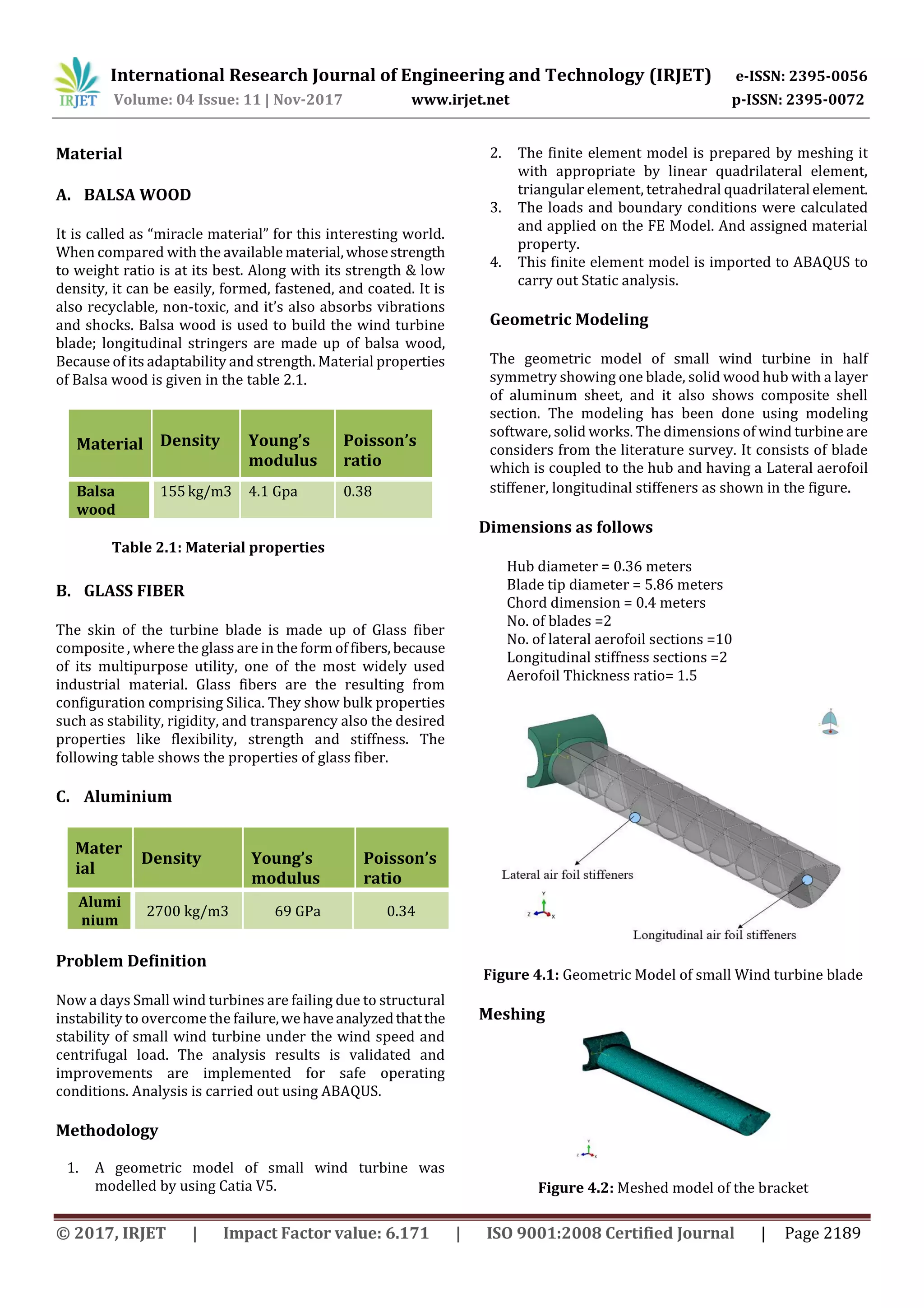 Design & Structural Analysis of a Small Wind Turbine Blade for Operation at Low Wind Speed | PDF
