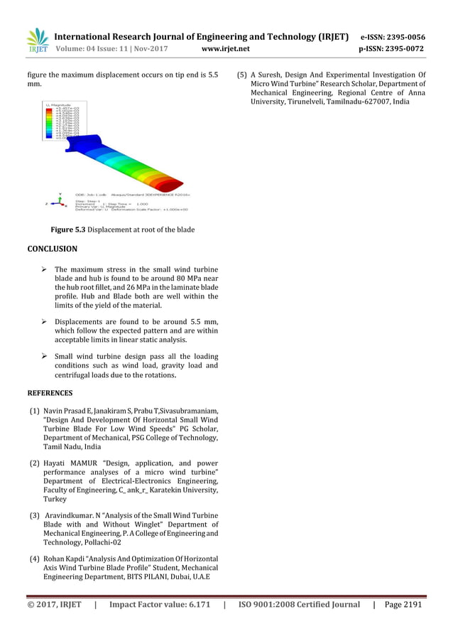 Design & Structural Analysis of a Small Wind Turbine Blade for Operation at Low Wind Speed | PDF