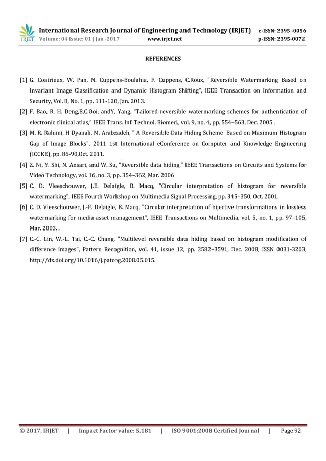 Reversible Image Watermarking Based on Histogram Shifting Technique | PDF