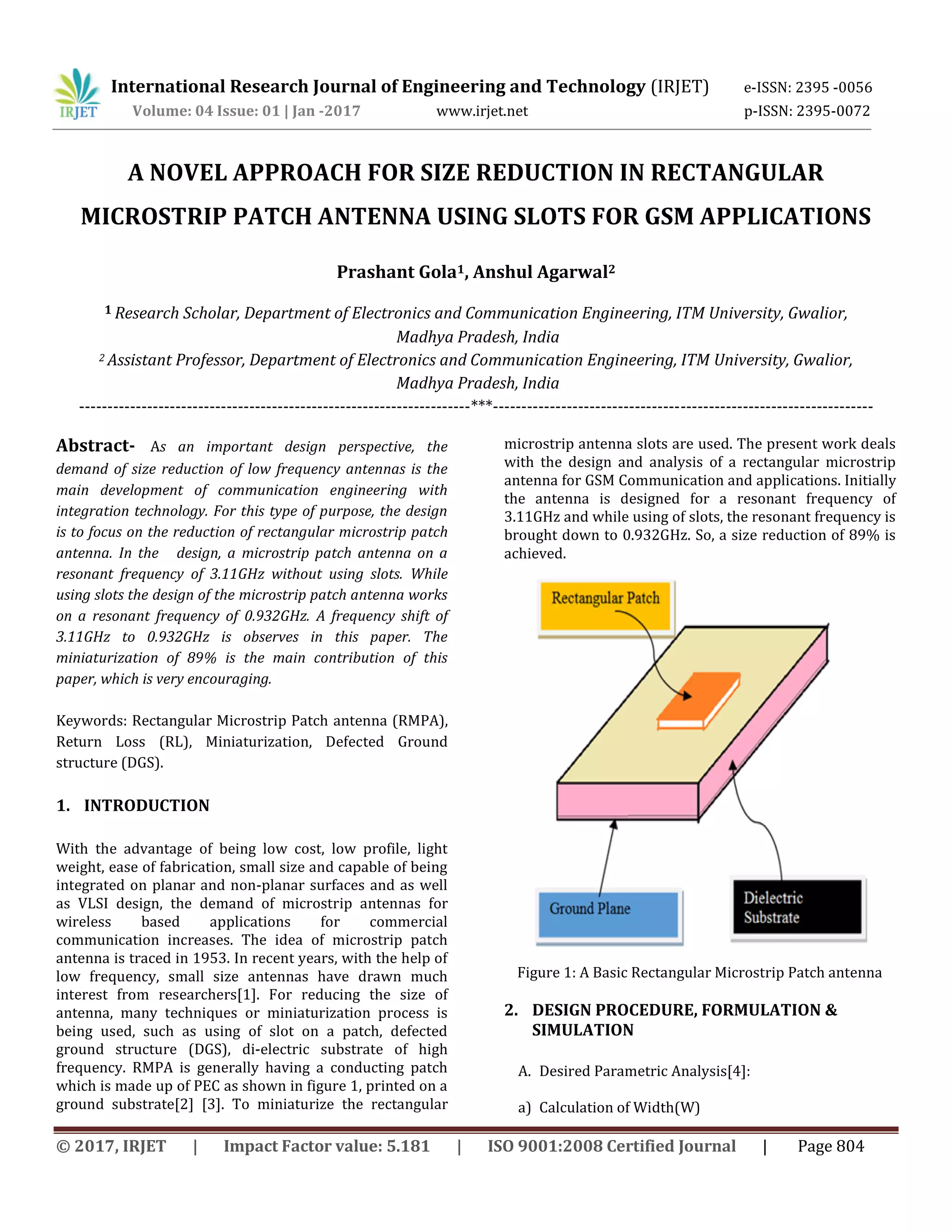 A Novel Approach for Size Reduction in Rectangular Microstrip Patch ...
