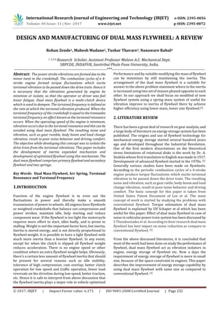 Design and Manufacturing of Dual Mass Flywheel :A Review | PDF
