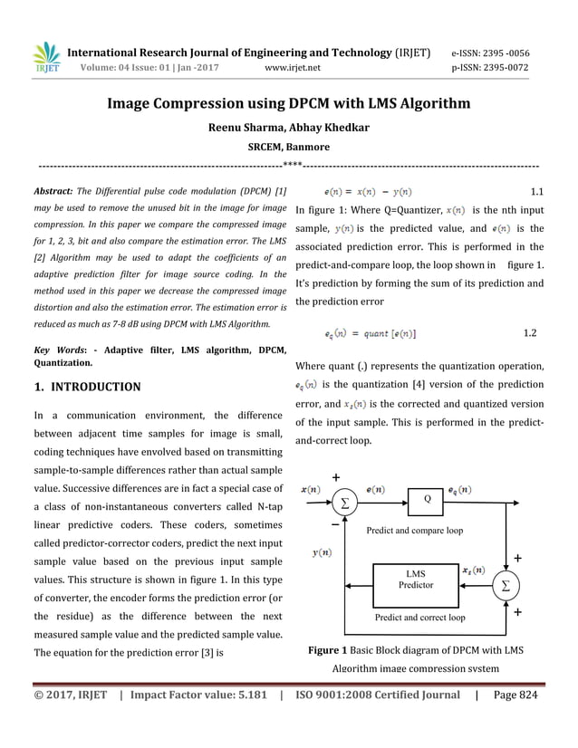 Image Compression using DPCM with LMS Algorithm | PDF | Digital Audio | Computer Software and ...