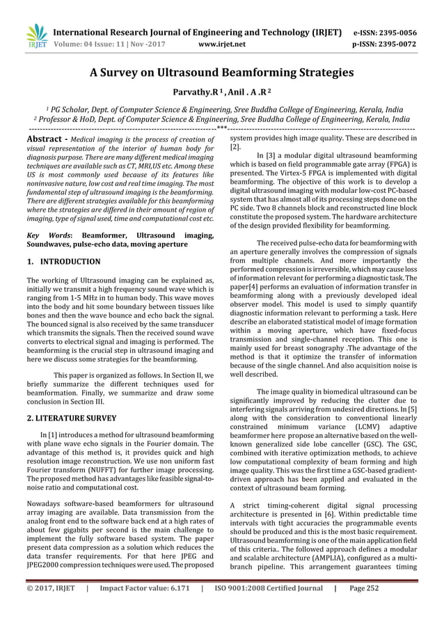 A Survey on Ultrasound Beamforming Strategies | PDF