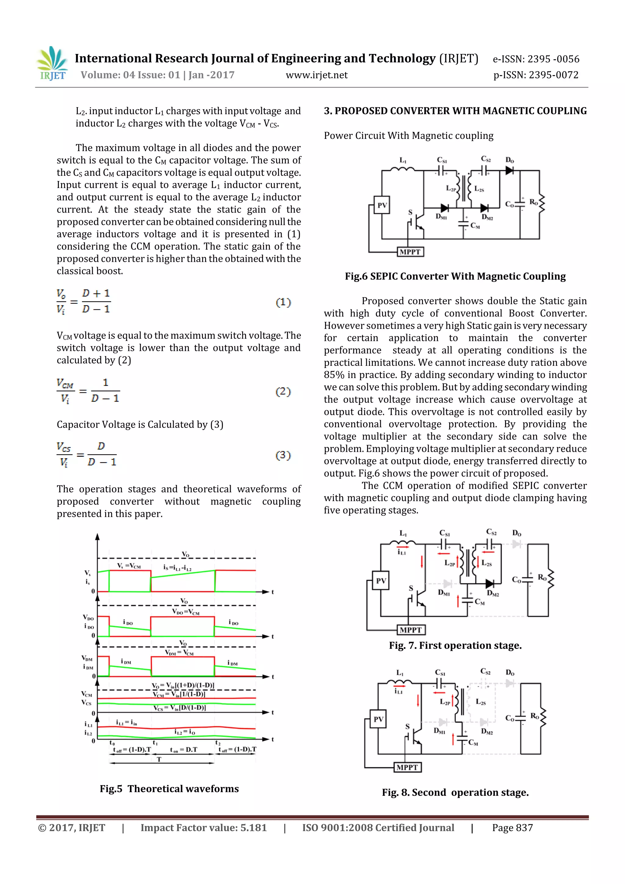 A High Static Gain Modified SEPIC Converter With PV Module and MPPT ...
