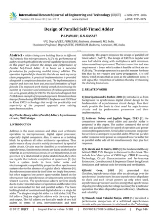 Design of Parallel Self-Timed Adder | PDF