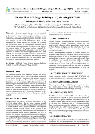 IRJET-Power Flow & Voltage Stability Analysis using MATLAB | PDF