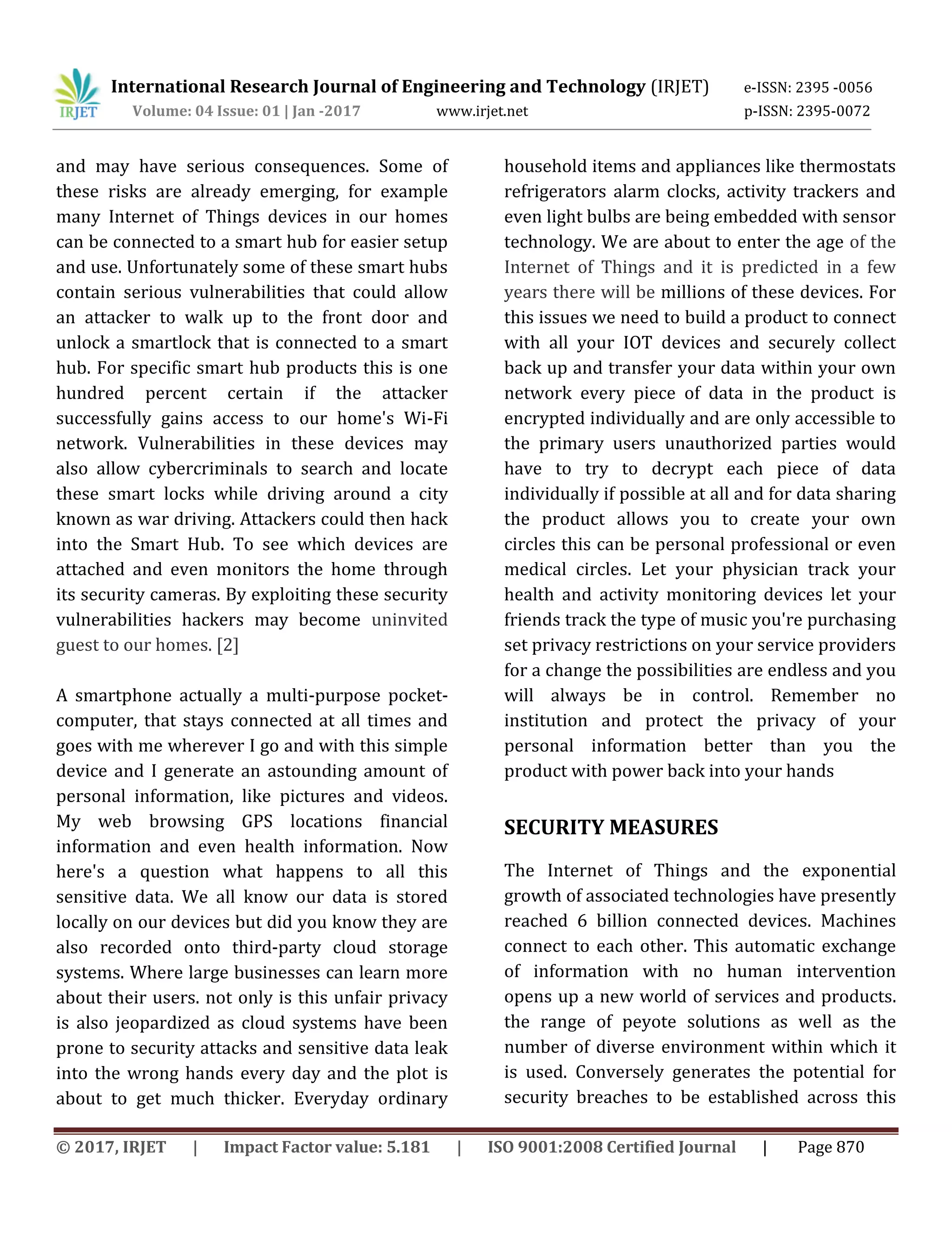 Internet of Things, Examples and Issues | PDF