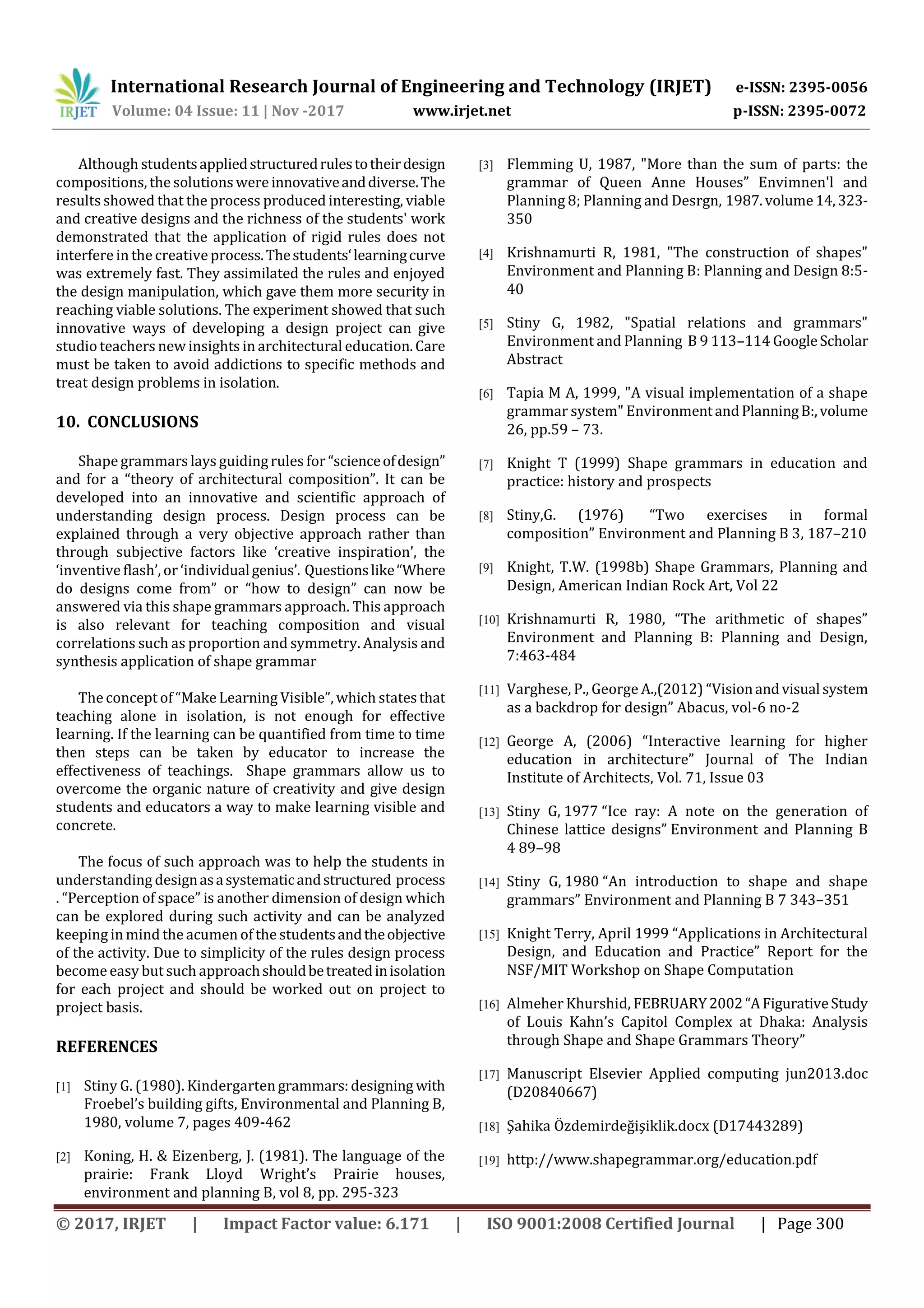 Visual Calculation through Shape Grammar in Architecture | PDF