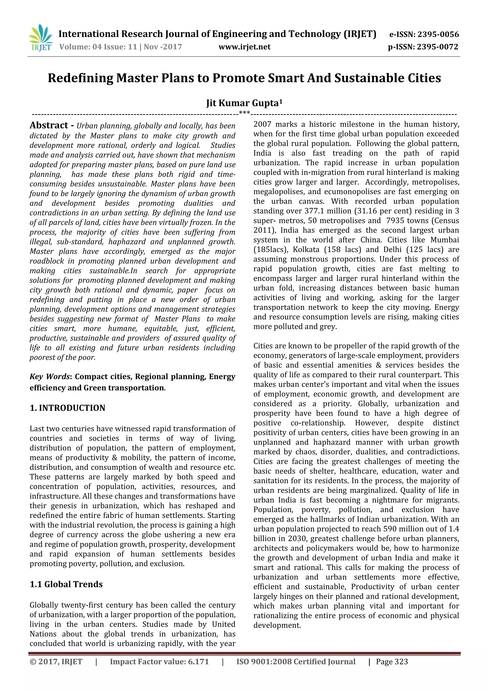 Redefining Master Plans to Promote Smart and Sustainable Cities | PDF ...