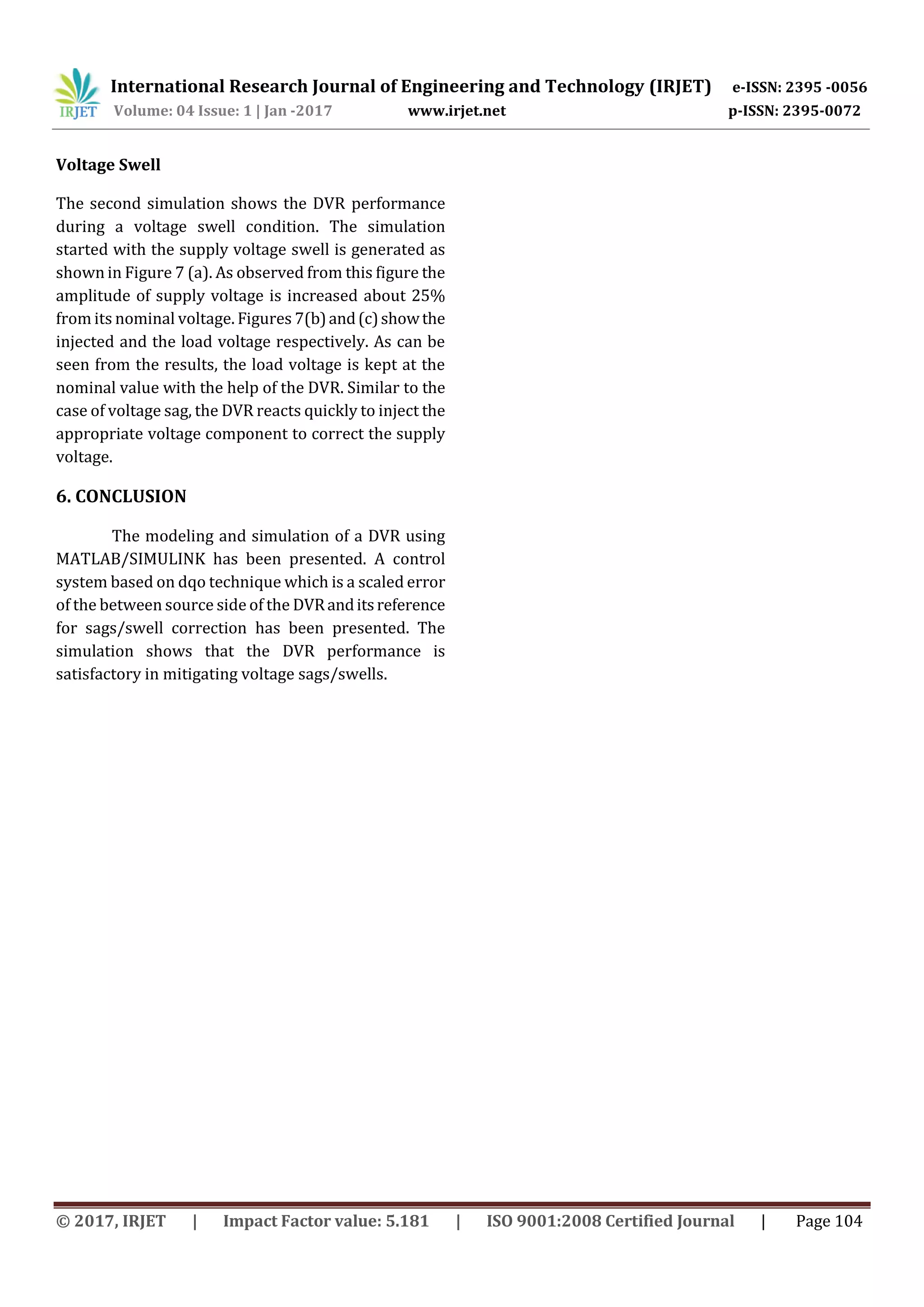Simulation And Modeling Of Dynamic Voltage Restorer For Compensation Of