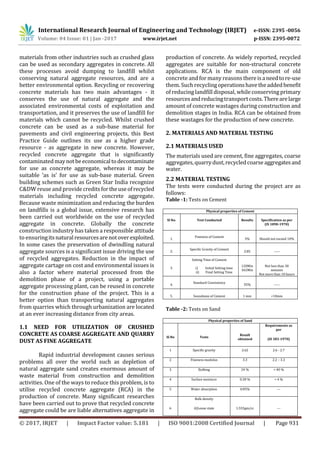To Study the Behavior of Concrete With the Replacement of Fine ...