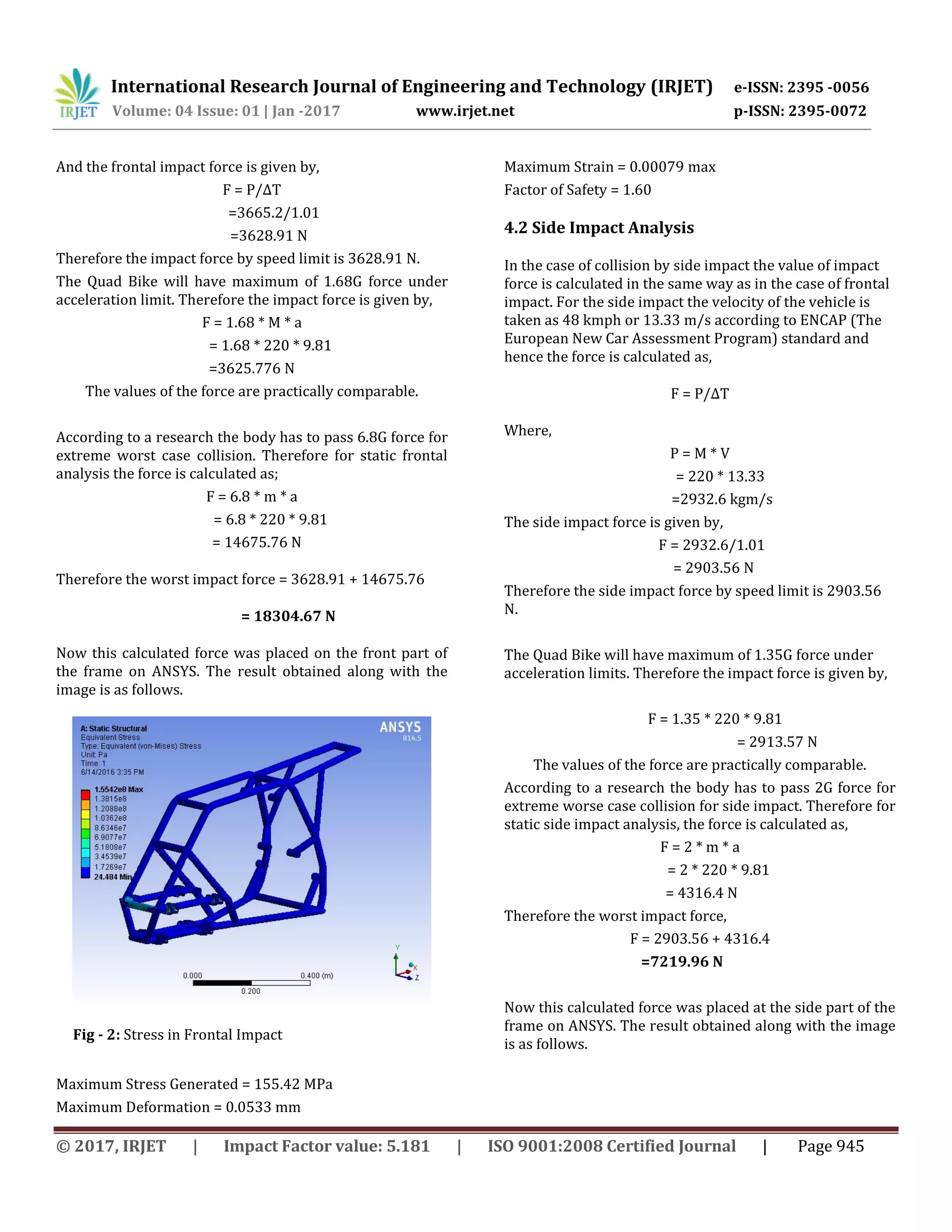 Design and Structural Analysis of a Frame of a Quad Bike (ATV) | PDF