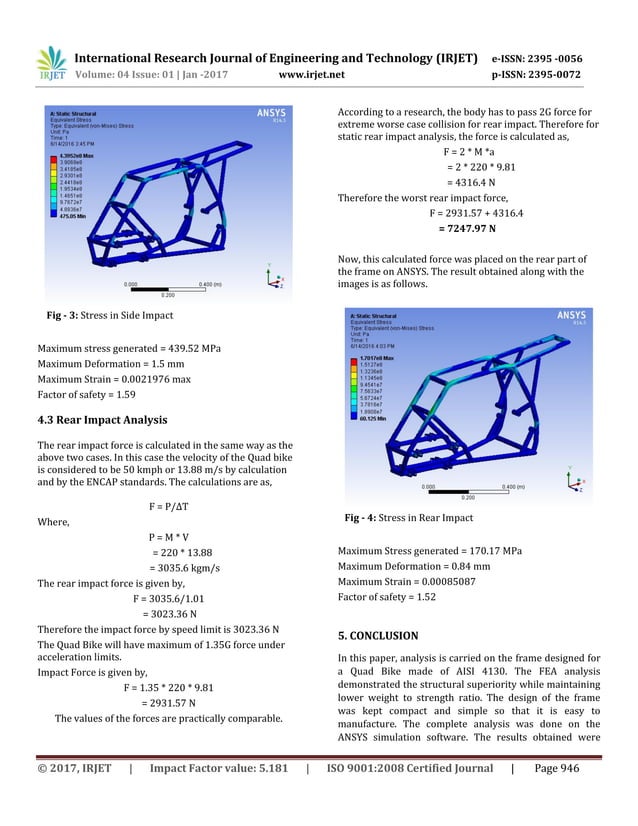 Design and Structural Analysis of a Frame of a Quad Bike (ATV) | PDF