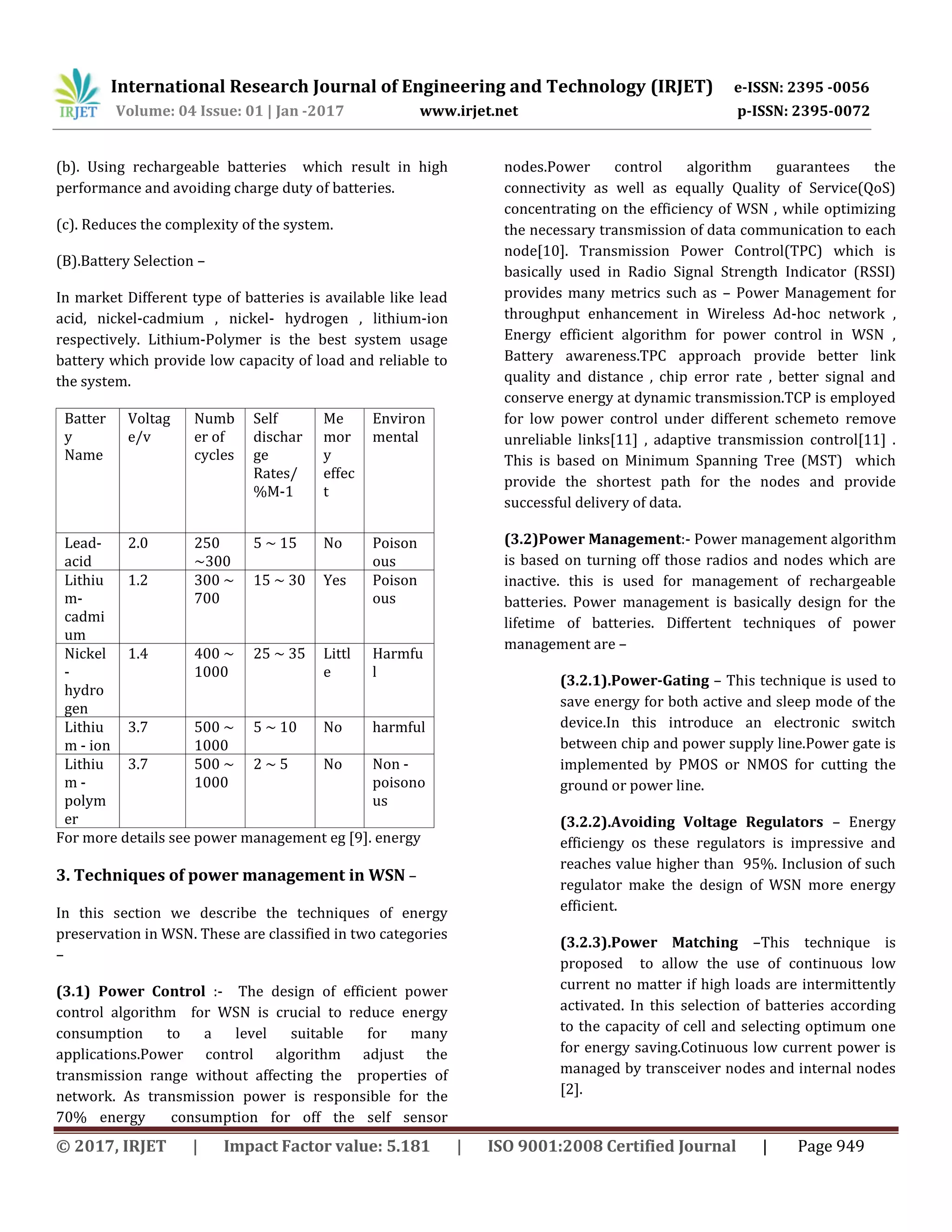 Power Management in Wireless Sensor Network | PDF