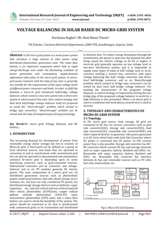 Voltage Balancing in Solar Based Dc Micro-Grid System | PDF