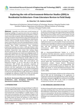 Exploring the Role of Environment-Behavior Studies (EBS) in Residential Architecture- from ...