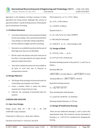 Design and Development of Multi Crop Cutter Machine Powered by Electric ...