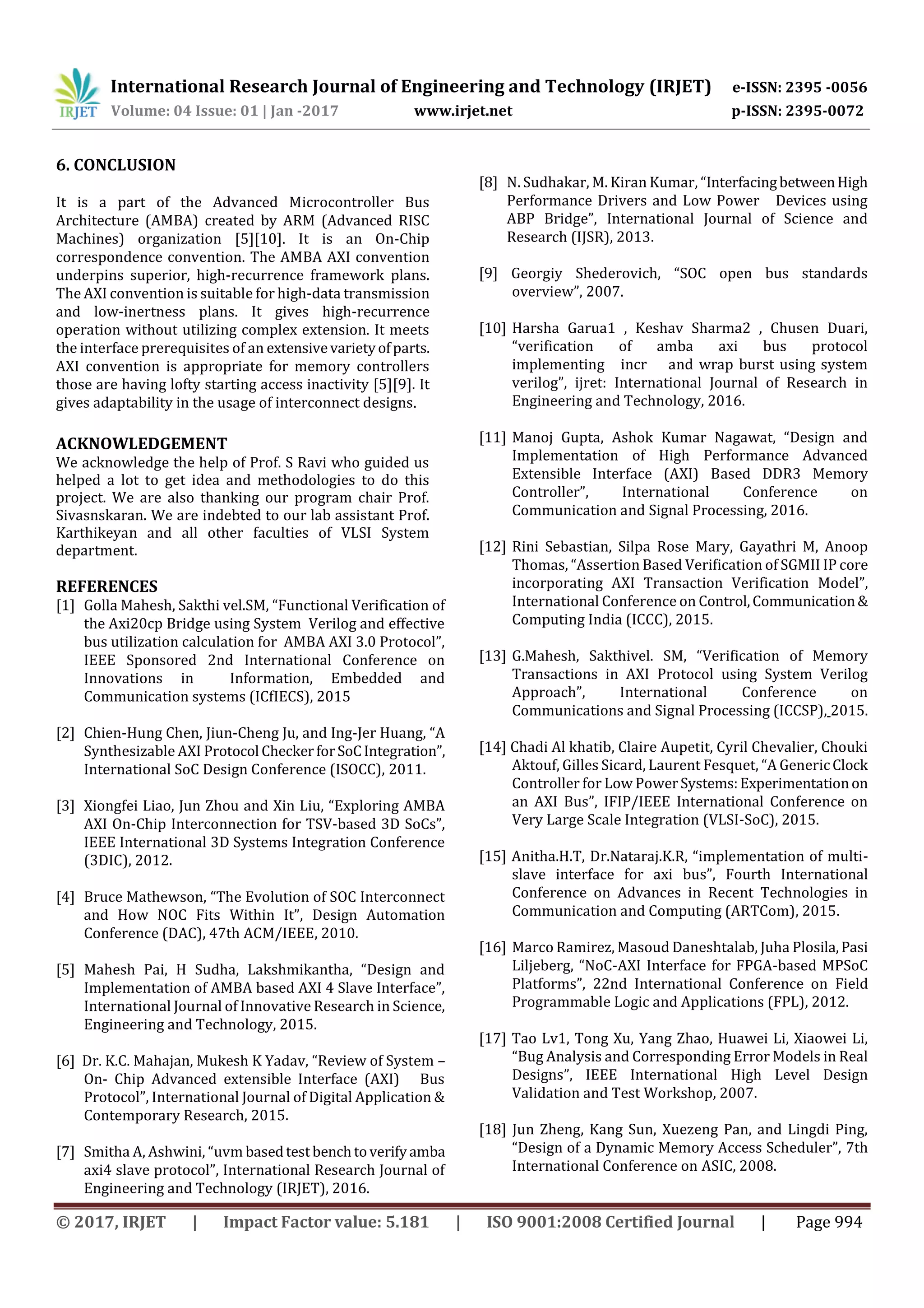 Transaction based AMBA AXI bus interconnect in Verilog | PDF