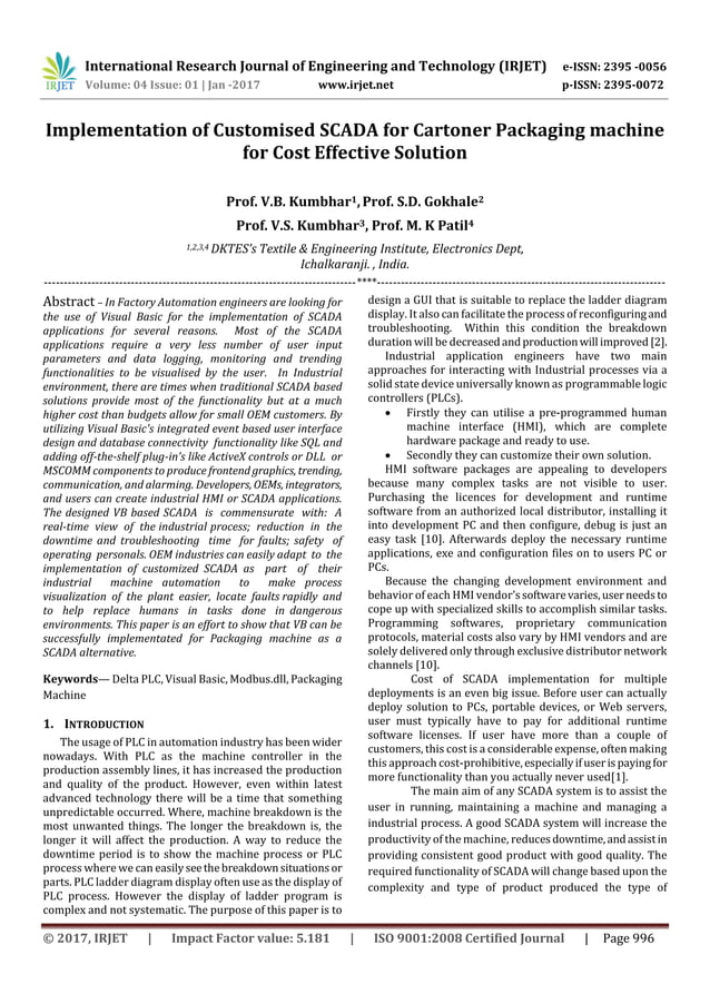 Implementation of Customised SCADA for Cartoner Packaging machine for ...