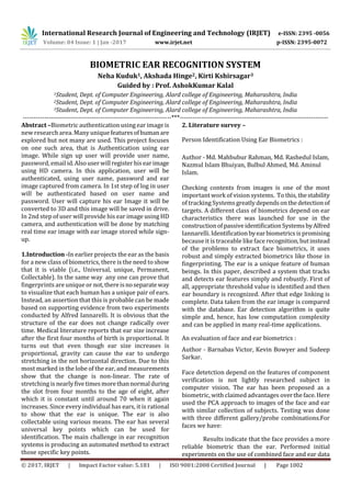 Biometric Ear Recognition System | PDF