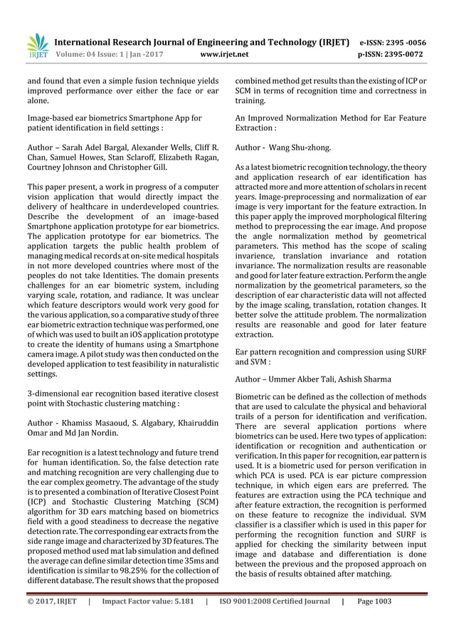 Biometric Ear Recognition System | PDF