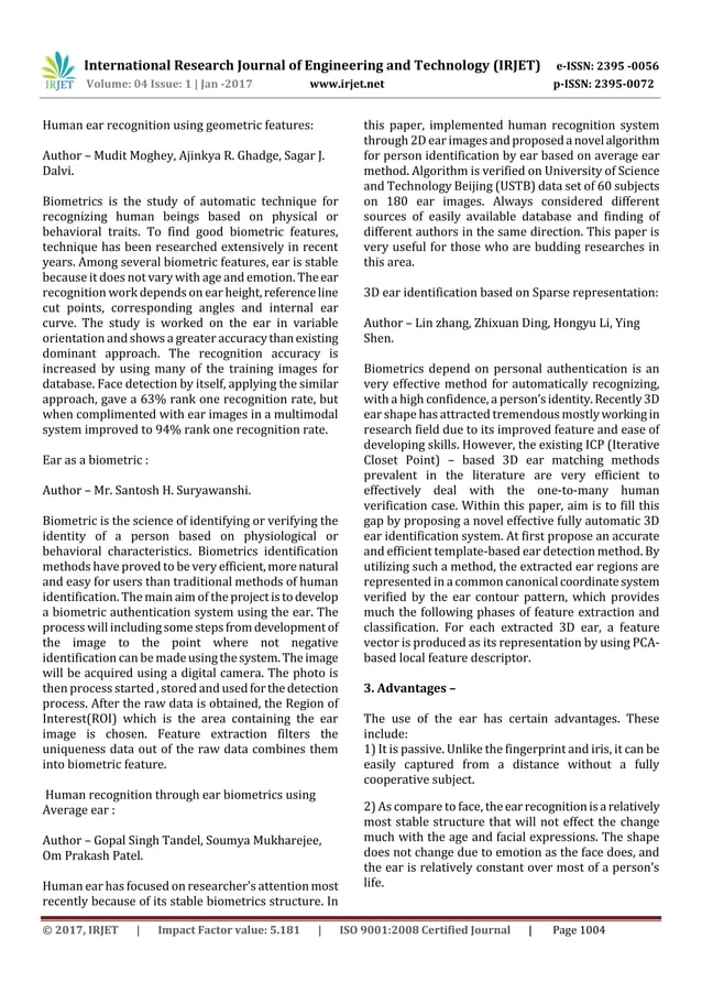 Biometric Ear Recognition System | PDF