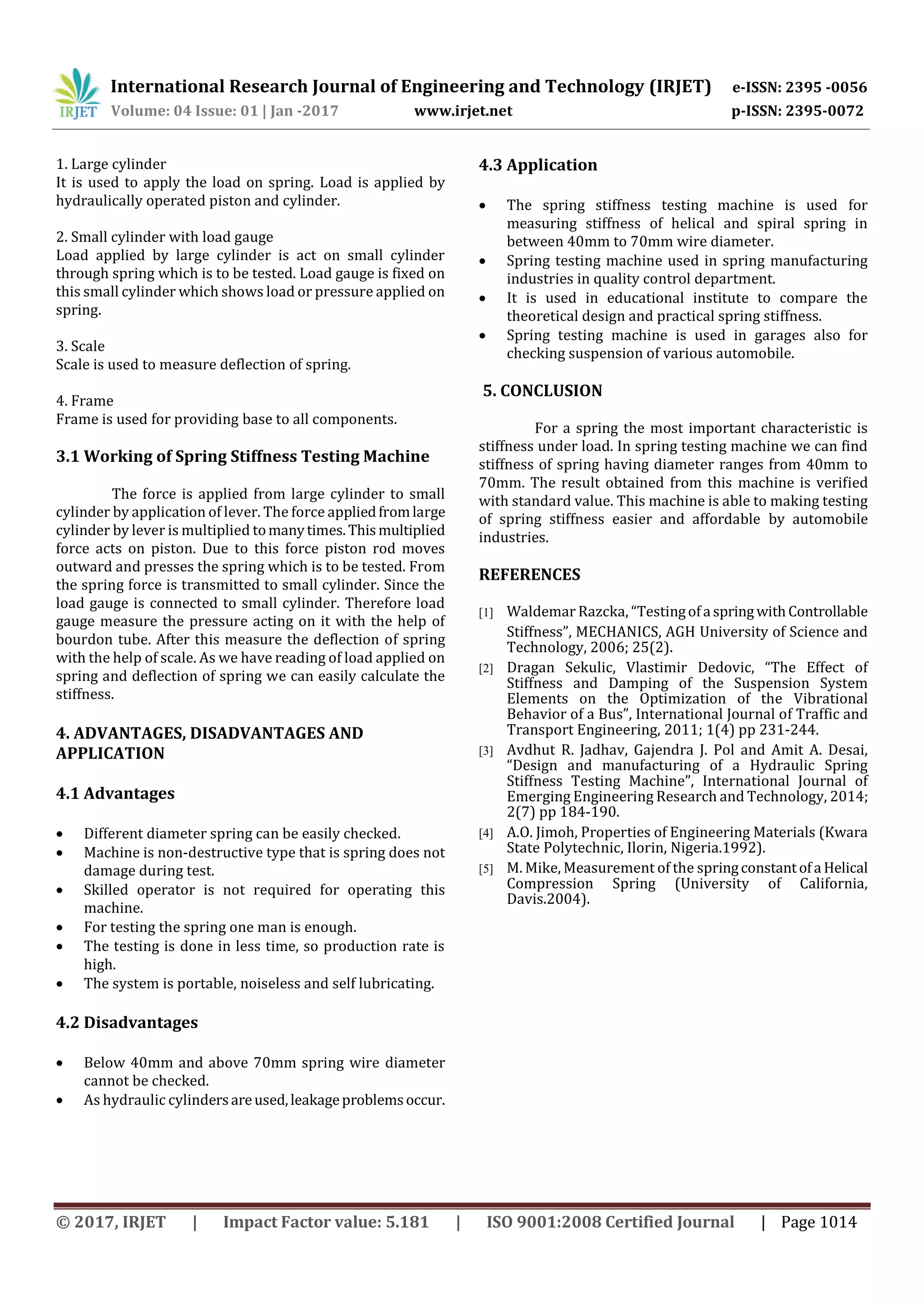 A Review on Spring Stiffness Testing Machine | PDF