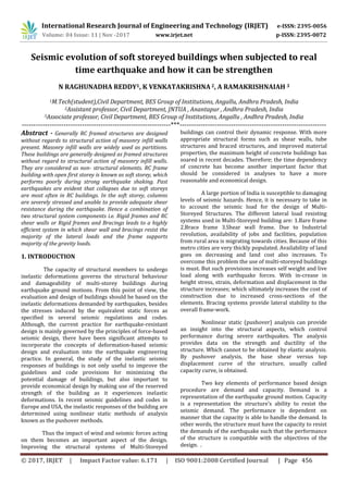 Seismic Evolution of Soft Storeyed Buildings when Subjected to Real ...
