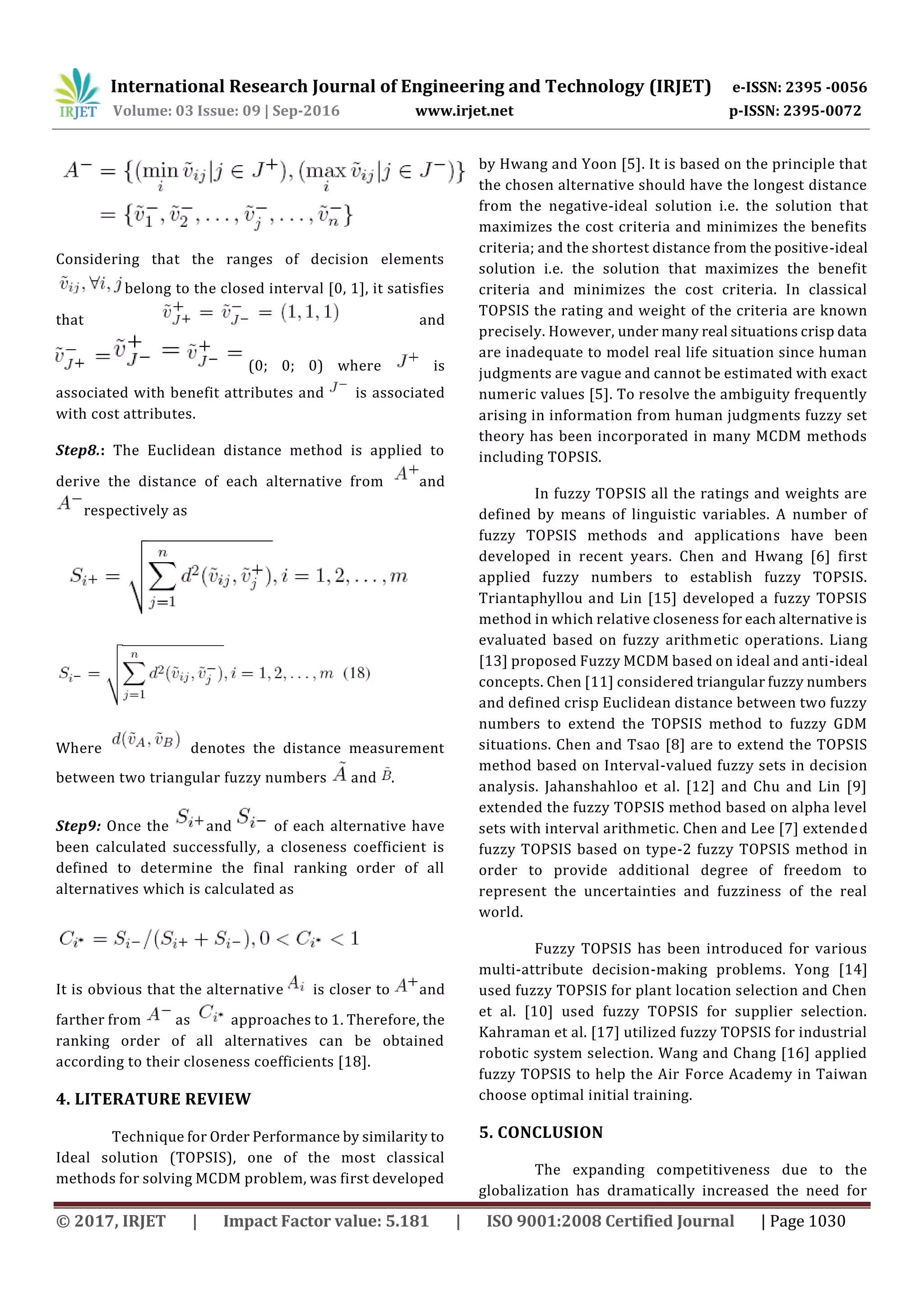 The Evaluation of Topsis and Fuzzy-Topsis Method for Decision Making System in Data mining | PDF ...