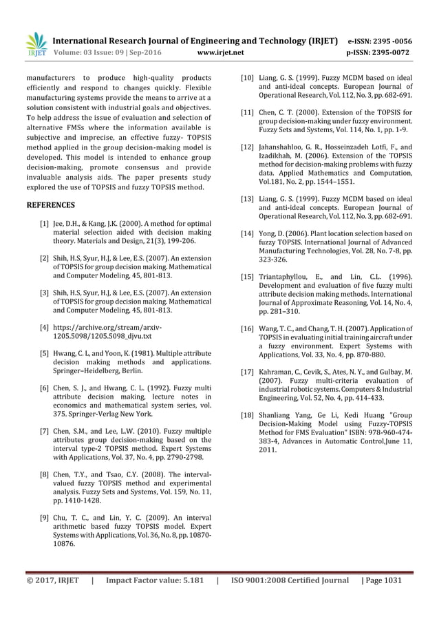 The Evaluation of Topsis and Fuzzy-Topsis Method for Decision Making System in Data mining | PDF