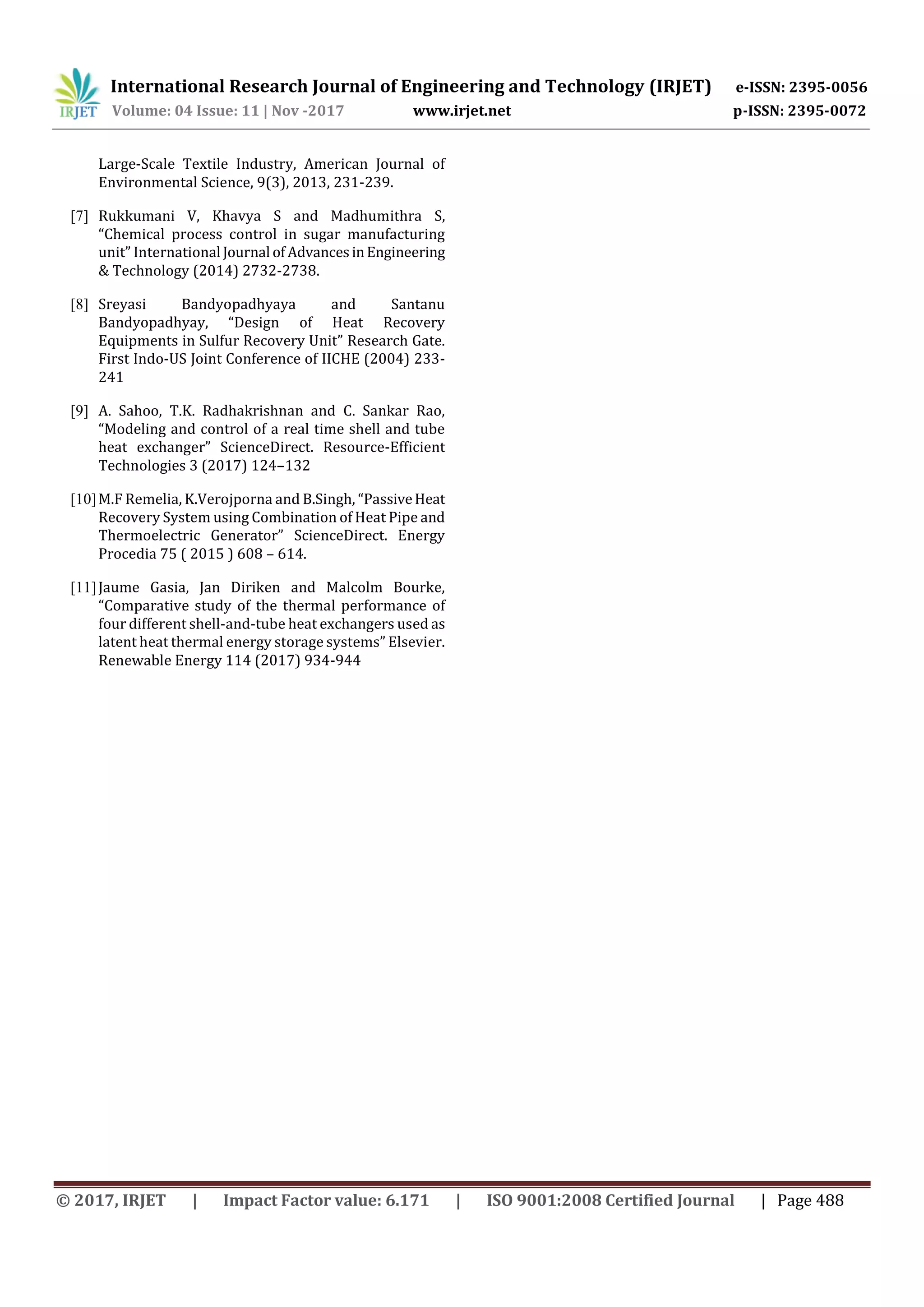 Study & Review of Heat Recovery Systems for SO2 Gas Generation Process ...