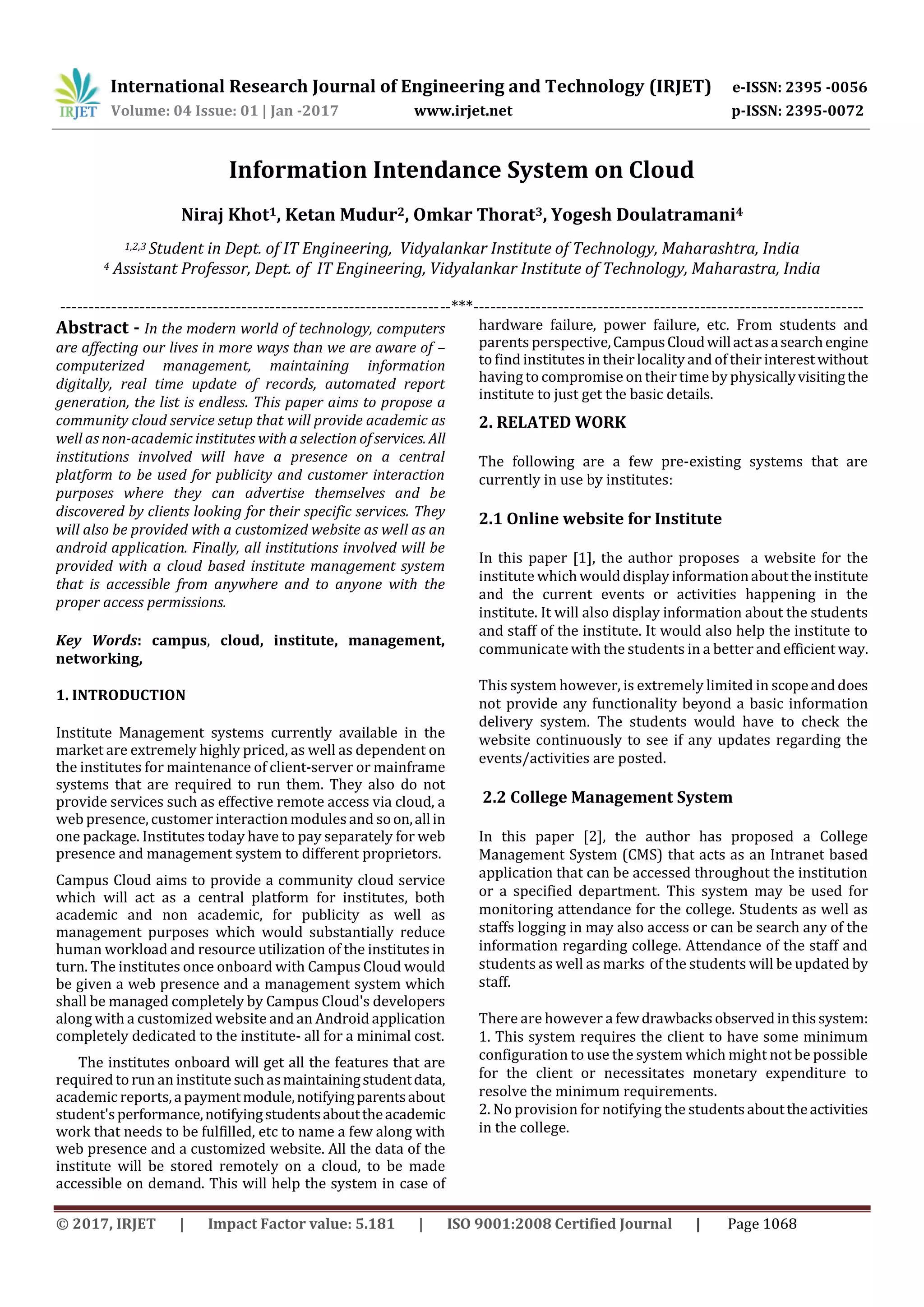 Information Intendance System on Cloud | PDF