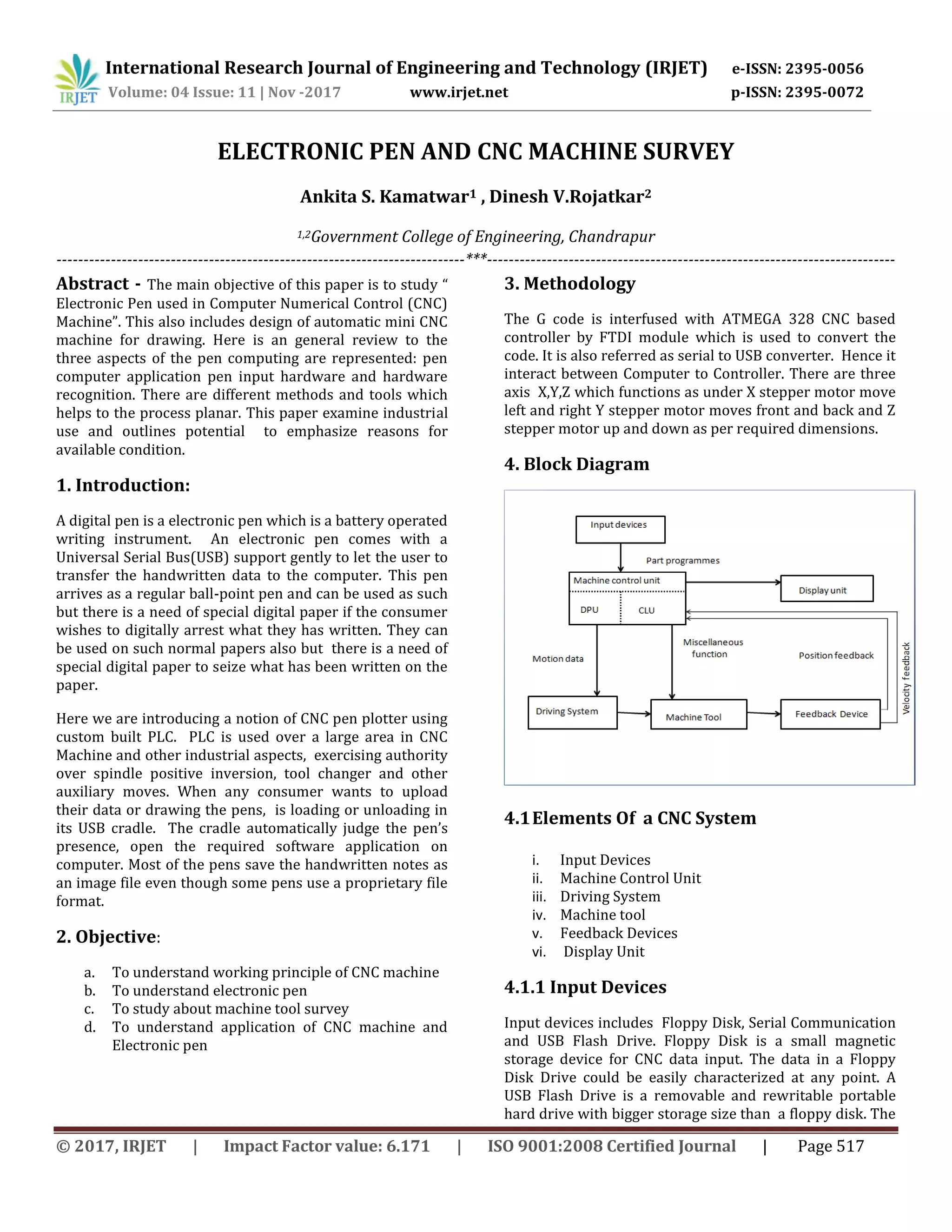 Electronic Pen and CNC Machine Survey | PDF