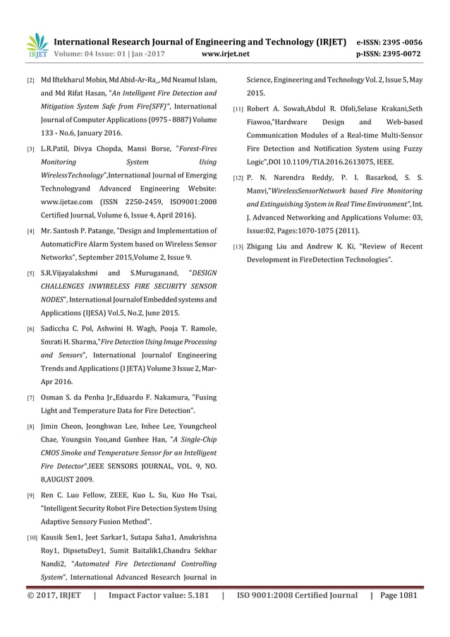 Need for Wireless Fire Detection Systems using IOT | PDF